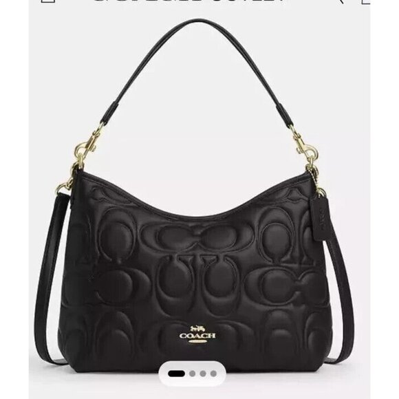 Coach | Bags | Coach Cz78 Laurel Shoulder Bag In Signature Leather Goldblack | Poshmark